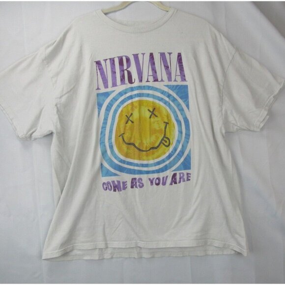 NIRVANA | Shirts | Mens Nirvana Tshirt Smiley Face Yellow Logo Graphic ...